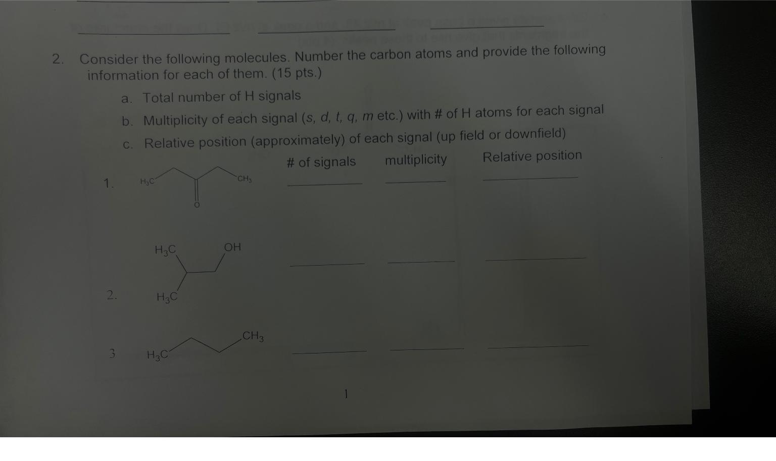 Solved Consider the following molecules. Number the carbon | Chegg.com