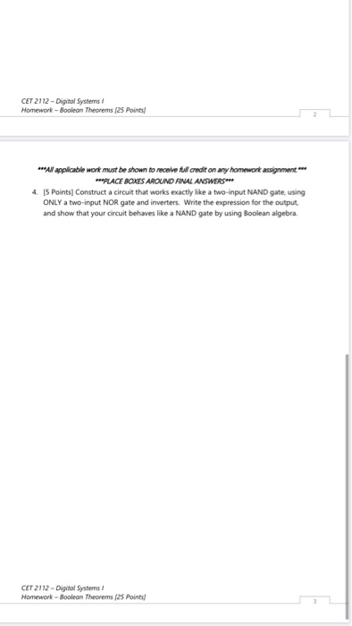 Solved Name: CET 2112C: Homework - Boolean Theor 1. [4 | Chegg.com