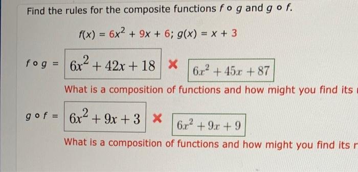 Solved Find the rules for the composite functions f∘g and | Chegg.com