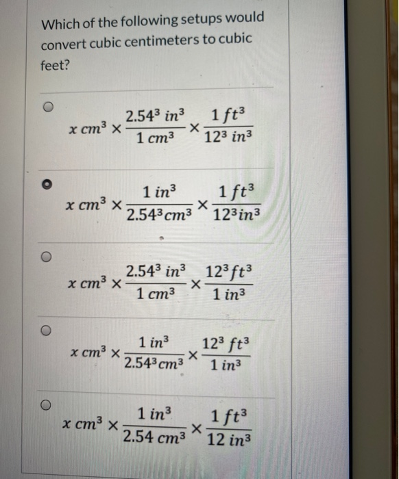 Solved Which Of The Following Setups Would Convert Cubic Chegg