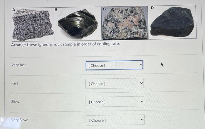 Solved B Arrange these igneous rock sample in order of | Chegg.com