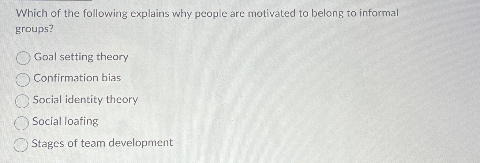 Solved Which of the following explains why people are | Chegg.com