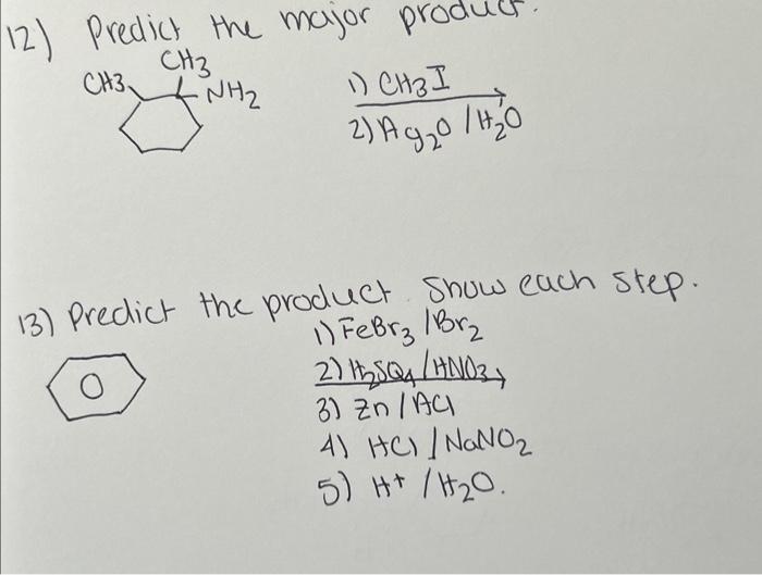 Solved 12.) predict the major product13.) predict the | Chegg.com