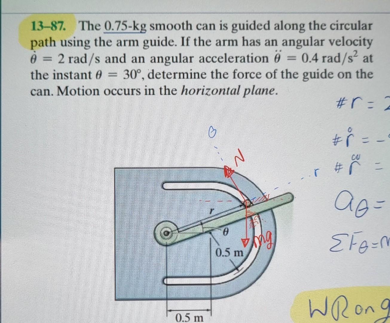 Solved path using the arm guide. If the arm has an angular | Chegg.com