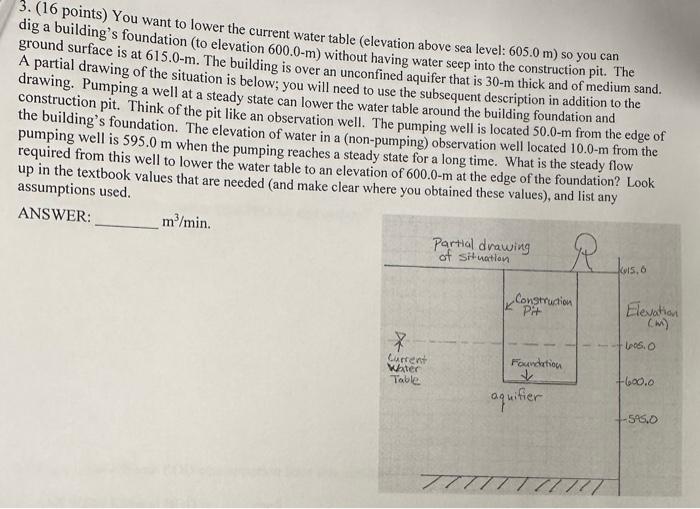 Solved 3. (16 points) You want to lower the current water | Chegg.com