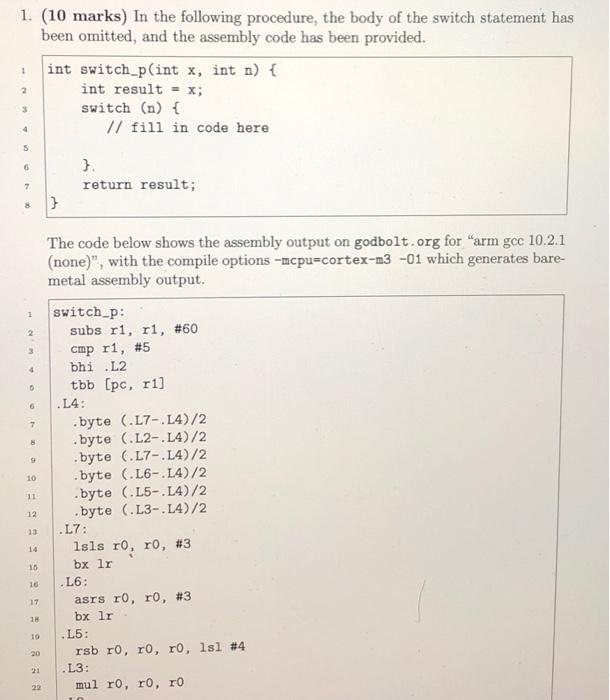 Solved 1. (10 marks) In the following procedure, the body of | Chegg.com
