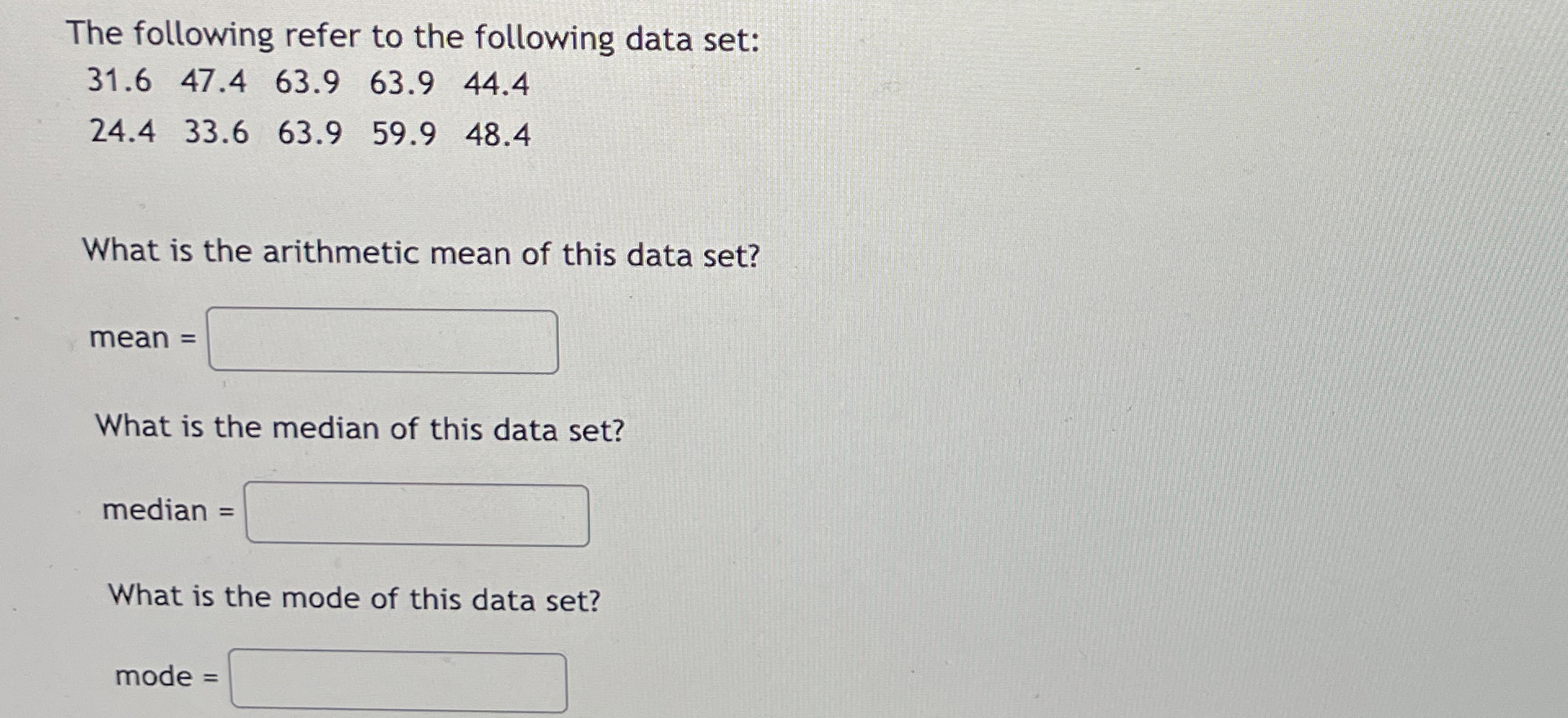 Solved The following refer to the following data | Chegg.com