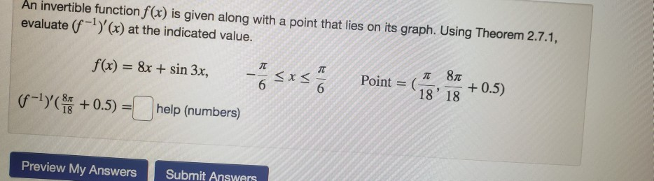 Solved An invertible function f(x) is given along with a | Chegg.com
