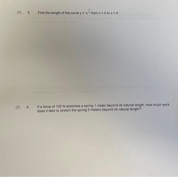 Solved (7) 3. Find the length of the curve y=x23 from x=0 to | Chegg.com