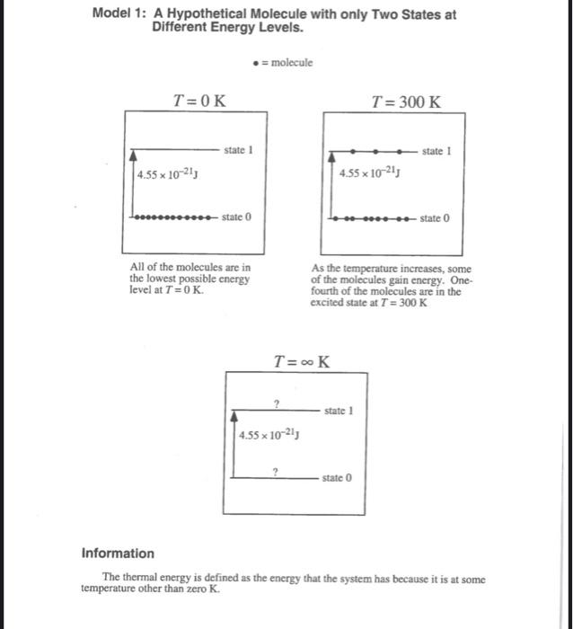 Solved Model 1: A Hypothetical Molecule with only Two States | Chegg.com