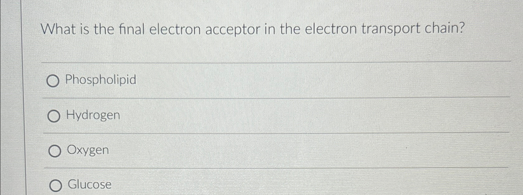Solved What is the final electron acceptor in the electron | Chegg.com