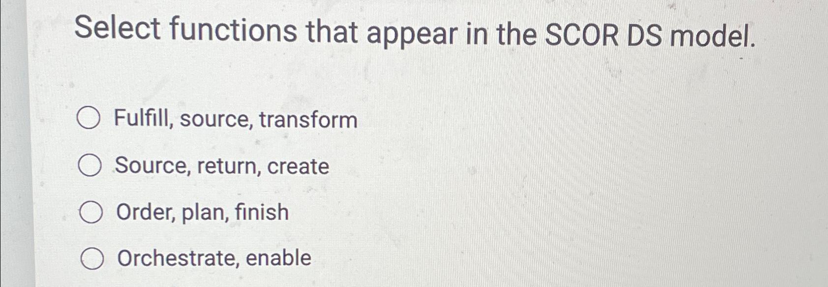 Solved Select functions that appear in the SCOR DS | Chegg.com
