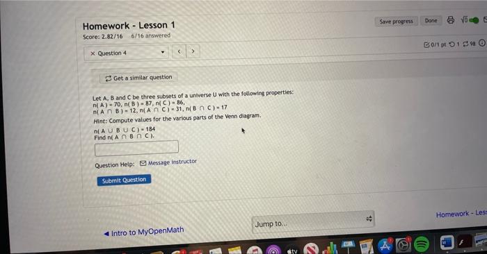 Solved Let A,B and C be three subsets of a universe U with | Chegg.com