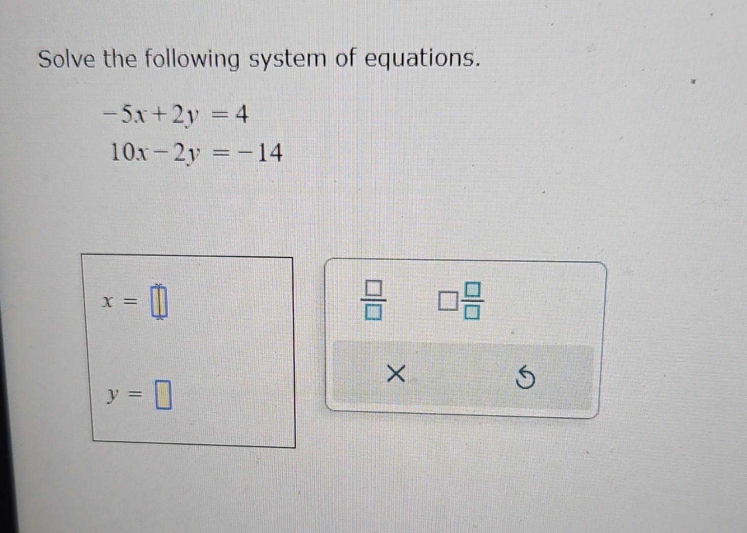 Solved Solve the following system of equations. | Chegg.com