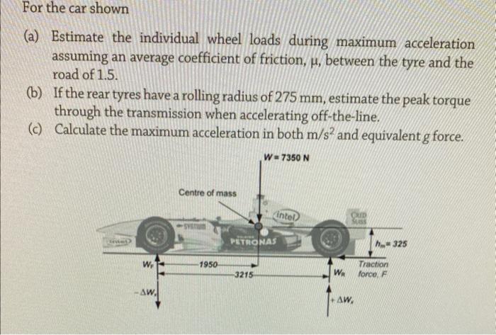 Solved (a) Estimate the individual wheel loads during | Chegg.com