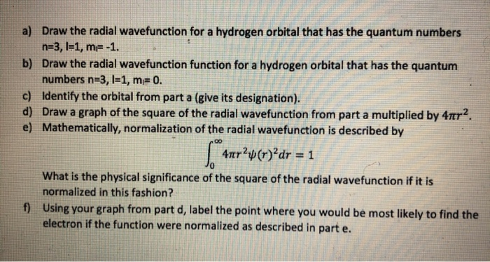 Solved a) Draw the radial wavefunction for a hydrogen | Chegg.com