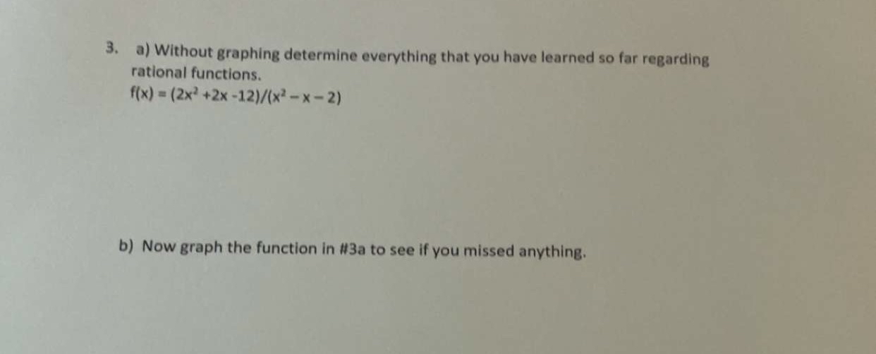 Solved a) ﻿Without graphing determine everything that you | Chegg.com