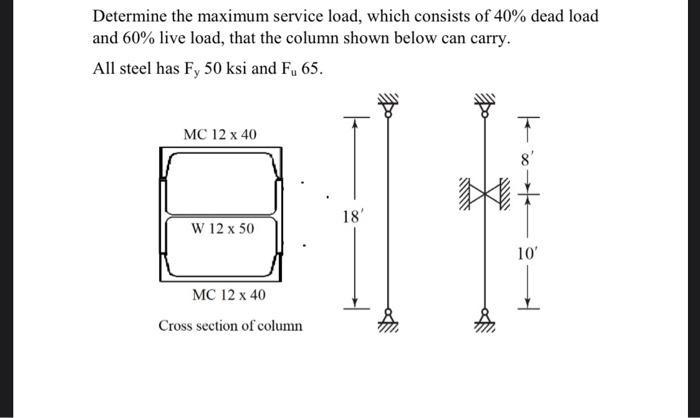 Solved Determine the maximum service load, which consists of | Chegg.com