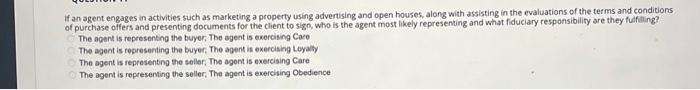 Solved If an agent engages in activities such as marketing a | Chegg.com