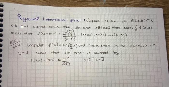 Solved Polynomal Interpolation Error: Suppose | Chegg.com
