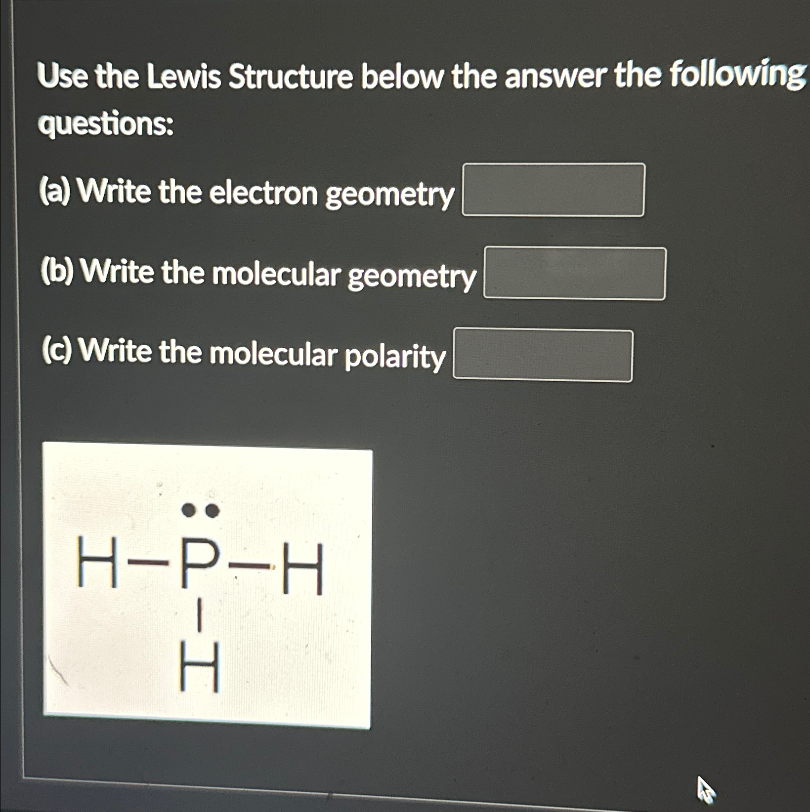 Solved Use the Lewis Structure below the answer the | Chegg.com