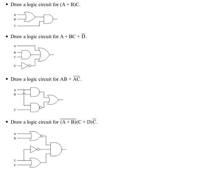 Solved - Draw a logic circuit for (A+B)C. - Draw a logic | Chegg.com