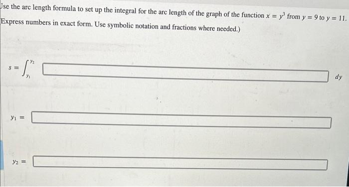 Solved Use the arc length formula to set up the integral for | Chegg.com