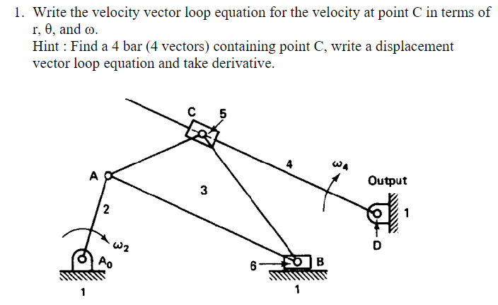Solved Write The Velocity Vector Loop Equation For The
