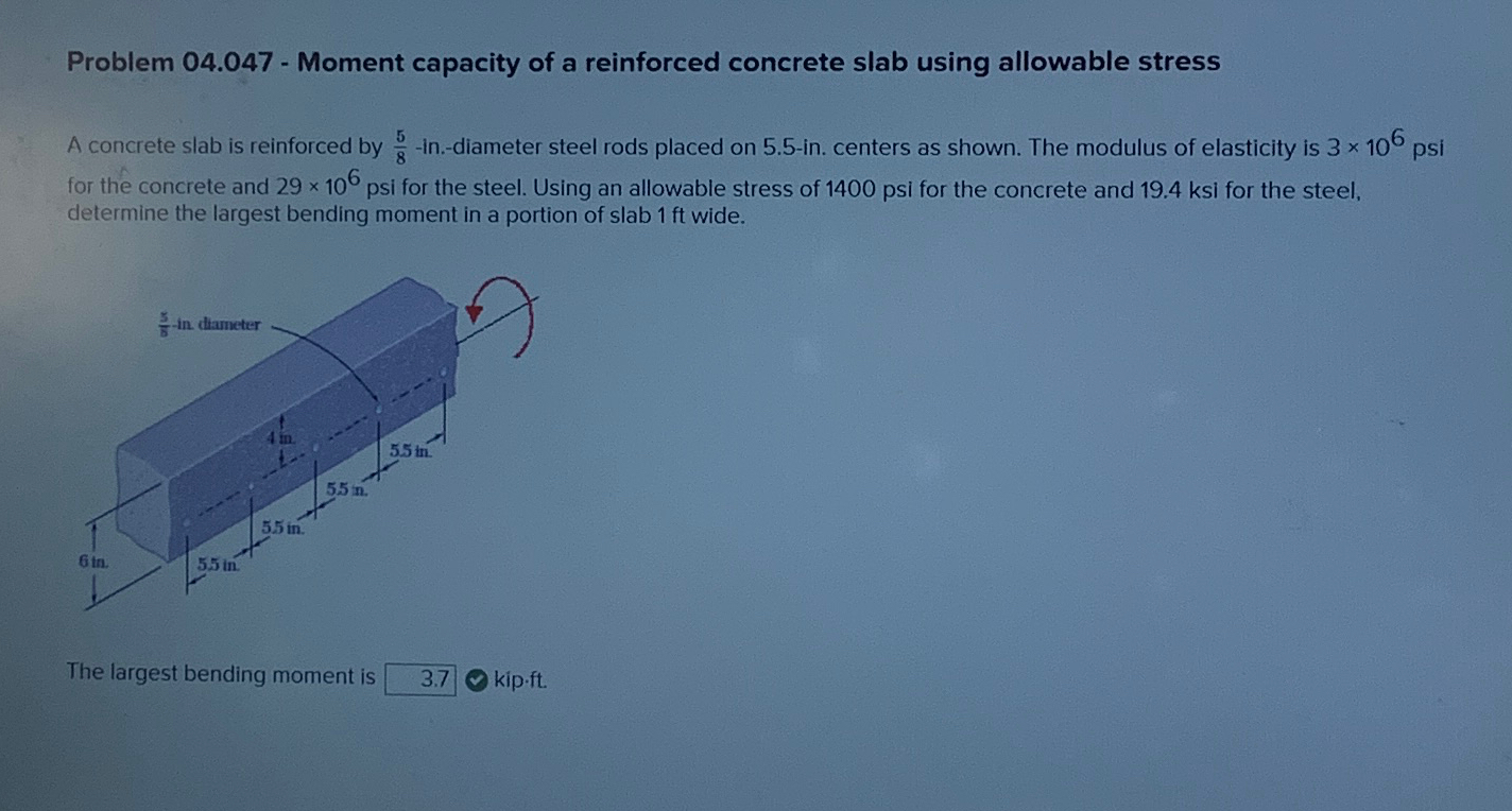 Solved Problem 04.047 - ﻿Moment capacity of a reinforced | Chegg.com