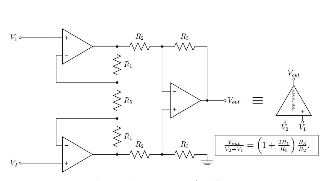 Solved 7. Design a 1x instrumentation amplifier as shown in | Chegg.com