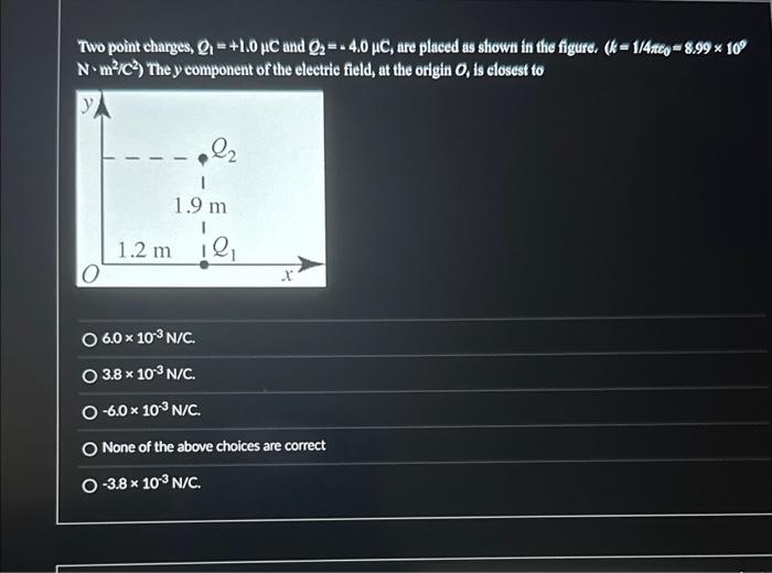 Solved Two point charges, Q1=+1.0μC and Q2=−4.0μC, are | Chegg.com