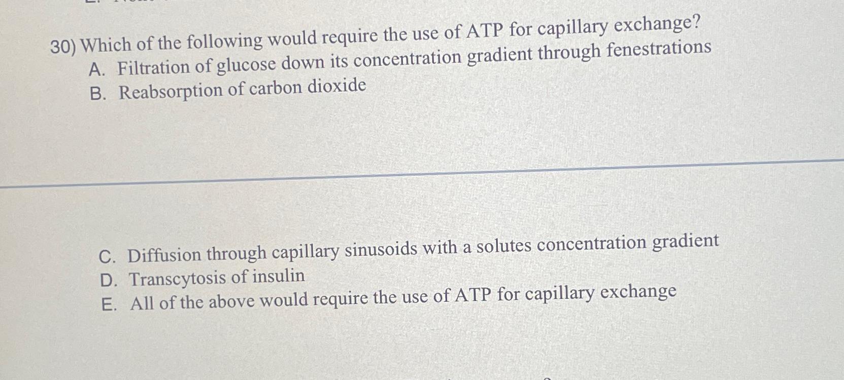 Solved Which of the following would require the use of ATP | Chegg.com