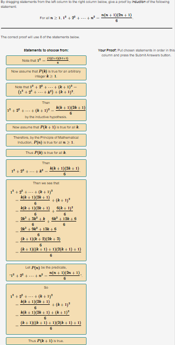 Solved statamant:For 2|n≥1,12+22+cdots+n2-n(n+1)(2m+1)6.The | Chegg.com