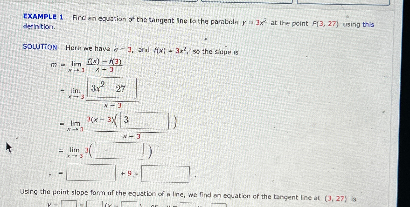 Solved EXAMPLE 1 ﻿Find an equation of the tangent line to | Chegg.com