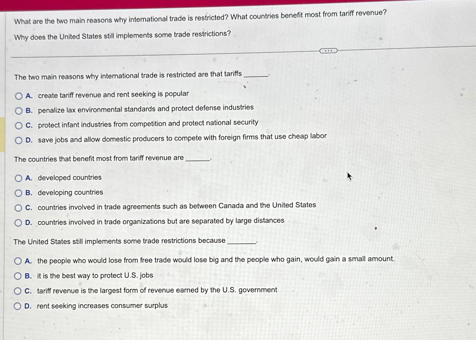Solved What are the two main reasons why international trade | Chegg.com