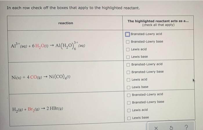 Solved In each row check off the boxes that apply to the | Chegg.com