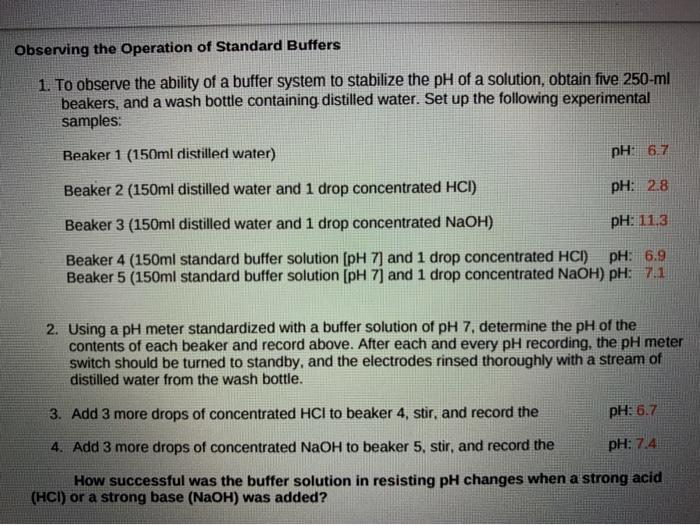 Observing the Operation of Standard Buffers 1. To | Chegg.com
