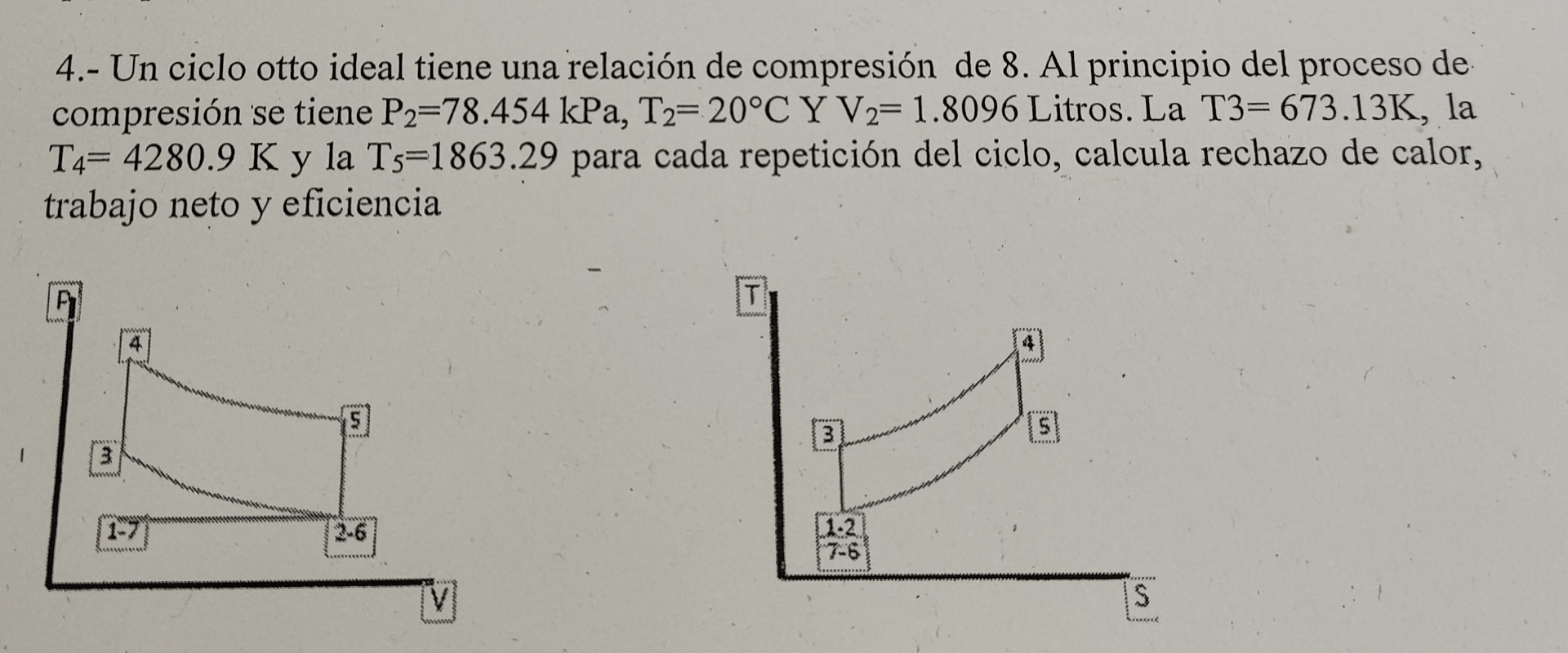 4.- ﻿Un ciclo otto ideal tiene una relación de | Chegg.com