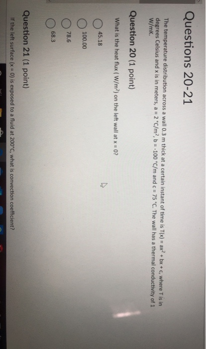 Solved Questions 20 21 The Temperature Distribution Across A