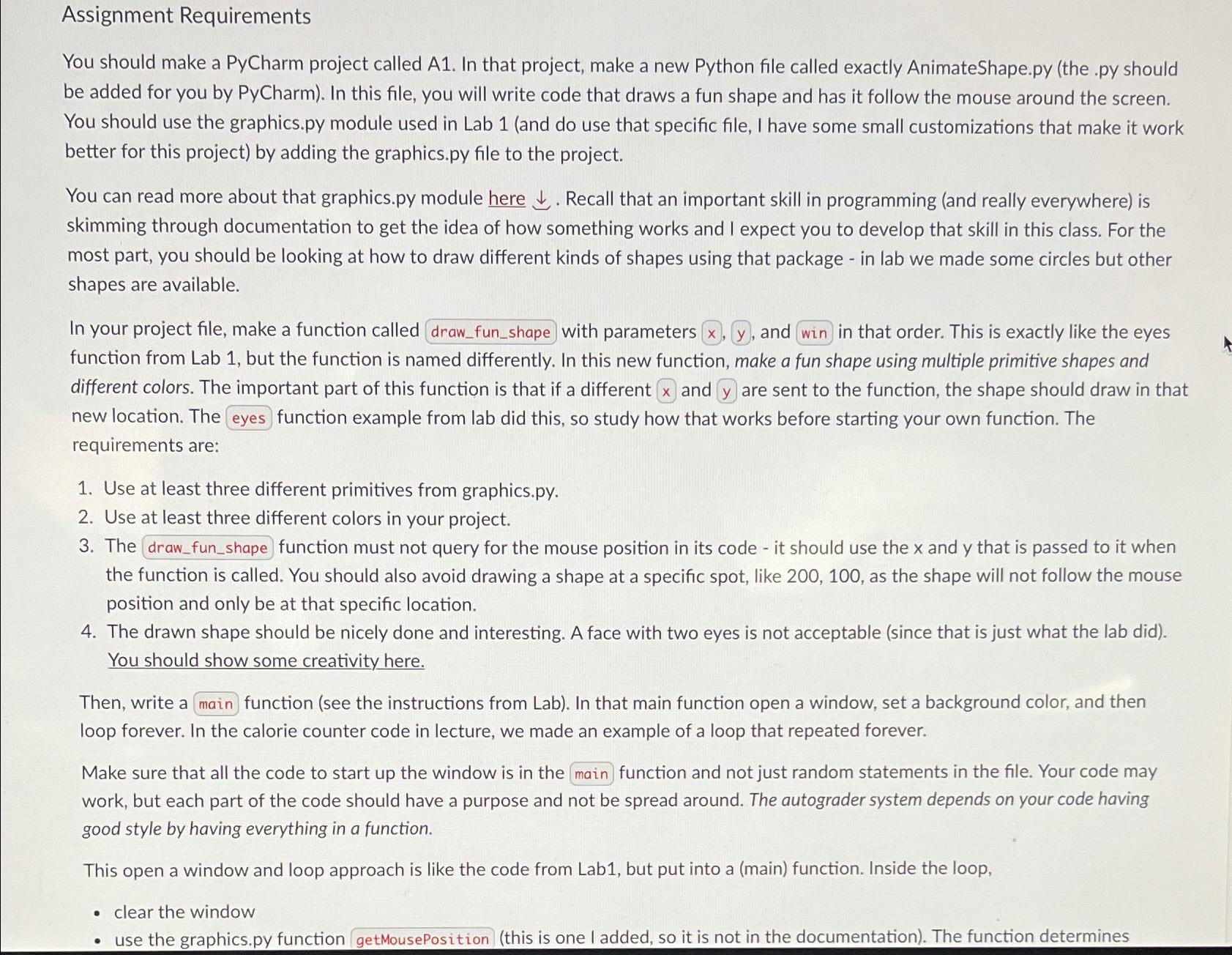Solved Assignment RequirementsYou should make a PyCharm | Chegg.com