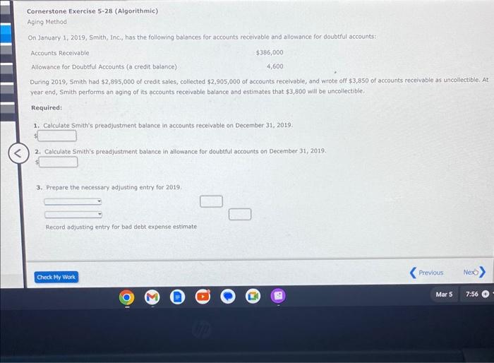 Solved Cornerstone Exercise 5-28 (Algorithmic) Aging Method | Chegg.com