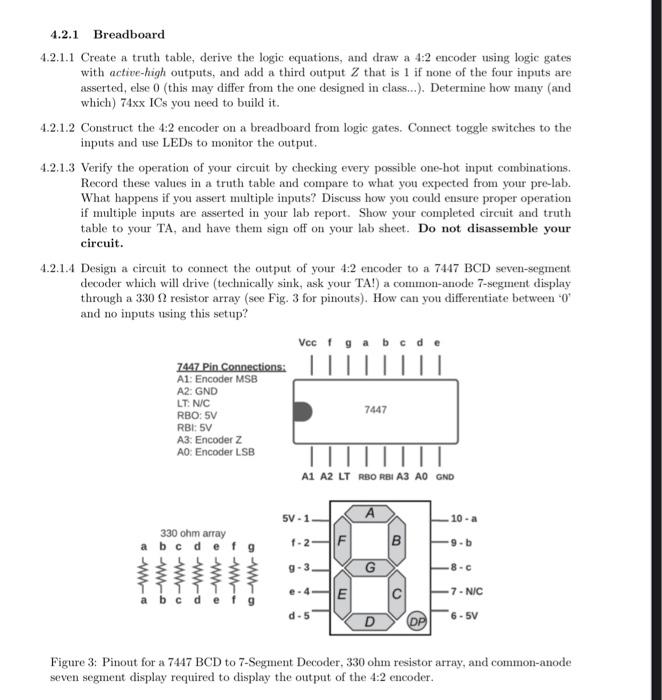 4.2.1 Breadboard 4.2.1.1 Create a truth table, derive | Chegg.com