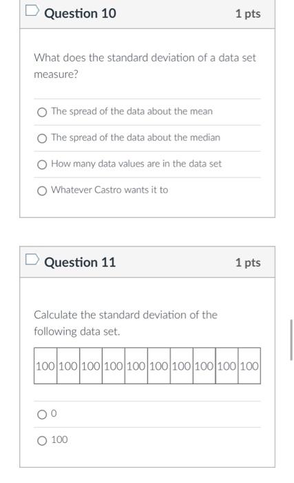 Solved What does the standard deviation of a data set | Chegg.com