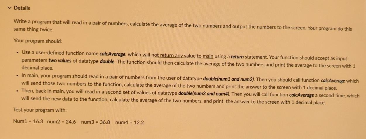 Solved C program .. create a program following instructions | Chegg.com