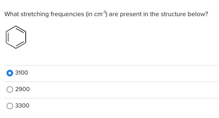 Solved What stretching frequencies (in cm−1 ) are present in | Chegg.com