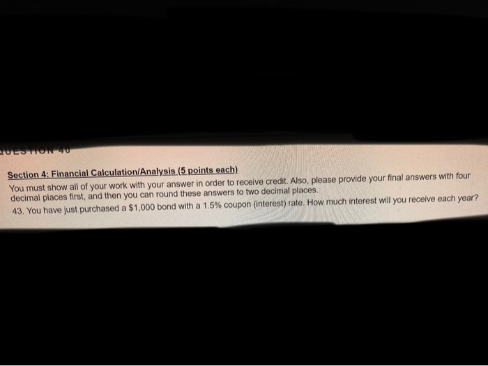 Solved LUCTION Section 4: Financial Calculation/Analysis (5 | Chegg.com