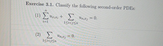 Solved Exercise 3.1. ﻿Classify the following second-order | Chegg.com
