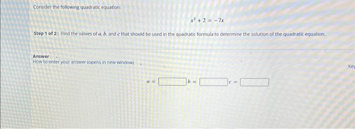 Solved Consider the following quadratic equation: \\[ | Chegg.com