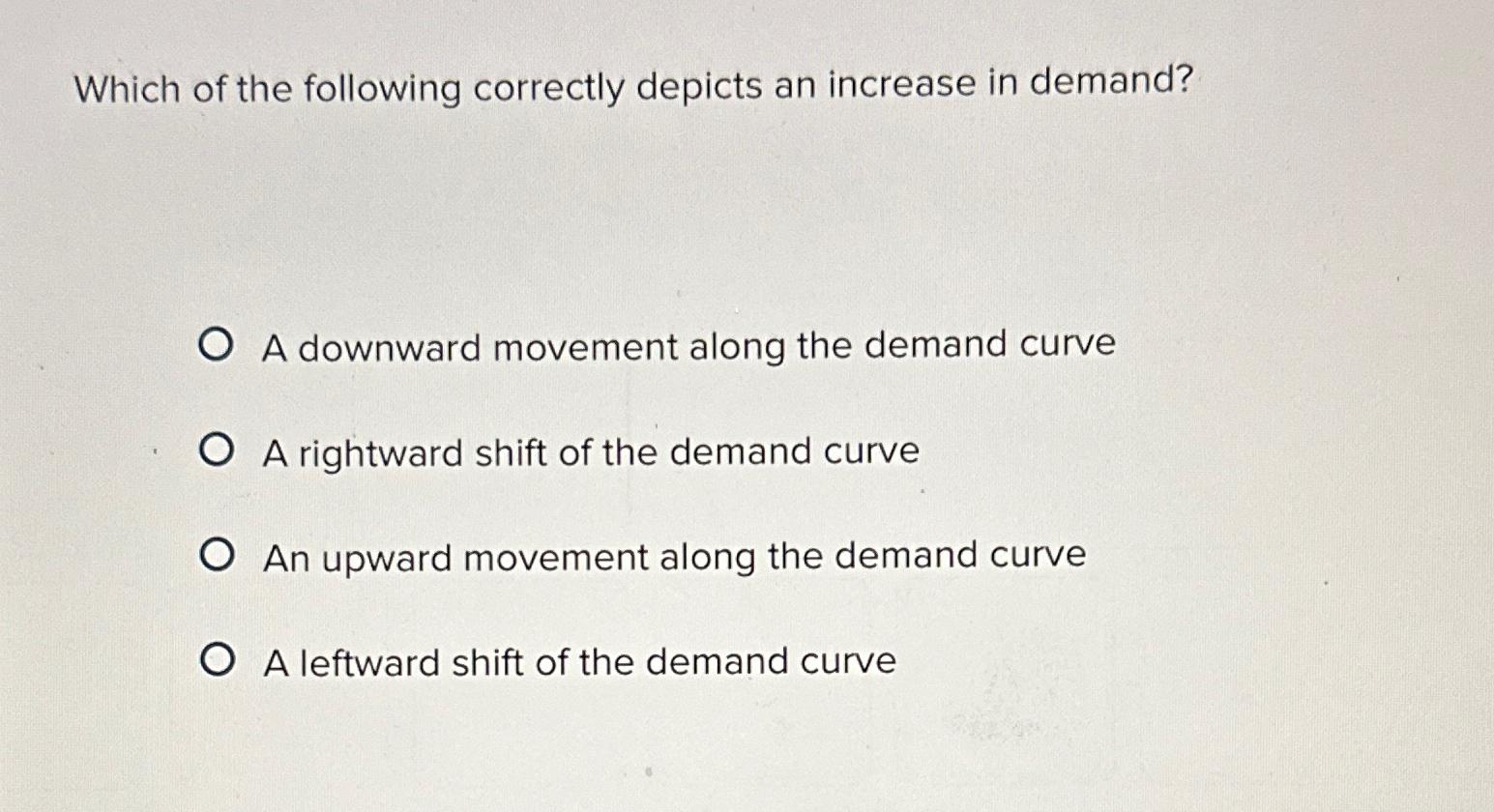 Solved Which of the following correctly depicts an increase | Chegg.com