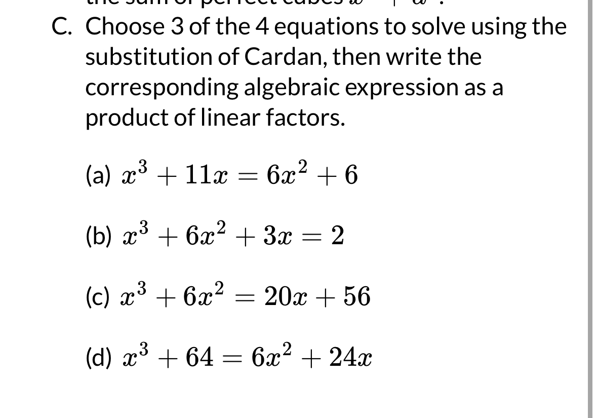 Solved solve using the substitution of Cardan, then write | Chegg.com